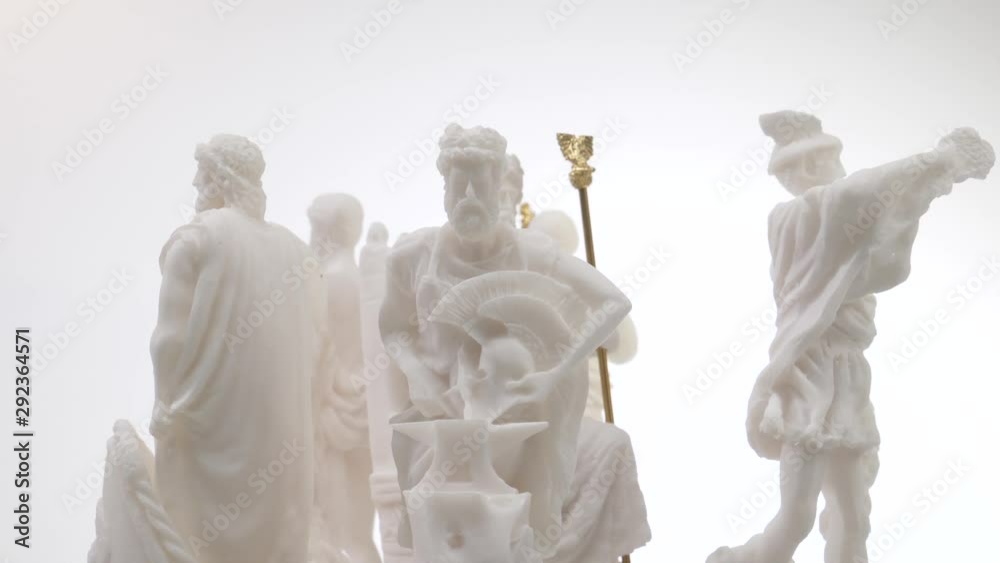 Many greek gods statue rotating on a stand. Closeup shot. Stock Video ...