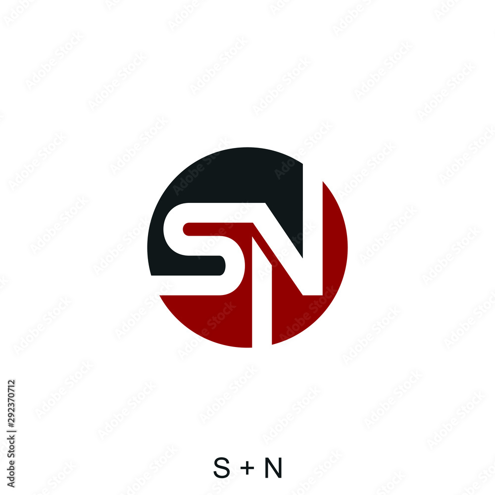 letter S and N concept, SN logo template, SN circle icon Stock ...