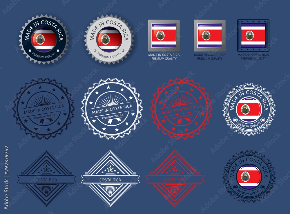 Made in Costa Rica seal, Costa Rican flag and color --Vector Art ...