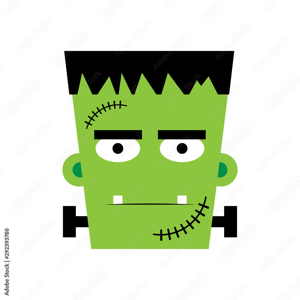 Halloween Frankenstein Vector illustration. Frankenstein face ...