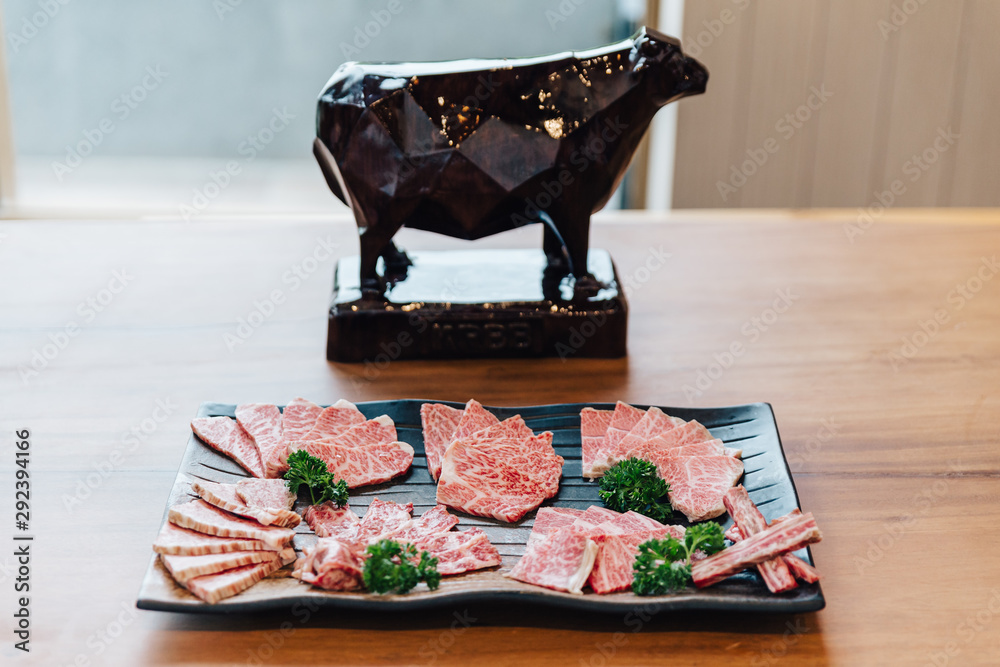 Premium Rare Slices many parts of Wagyu A5 beef with high-marbled ...