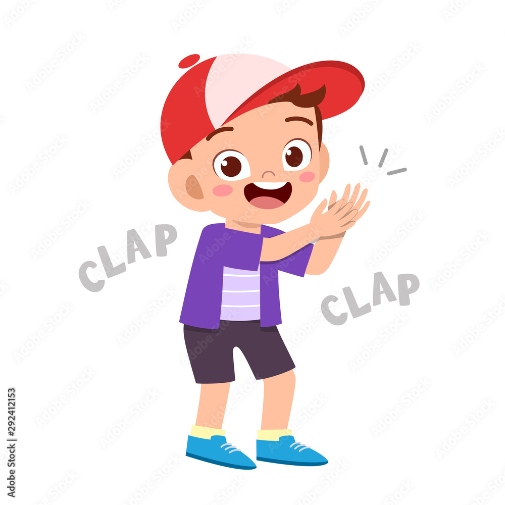 cute happy kid clap hand cheer smile Stock Vector | Adobe Stock