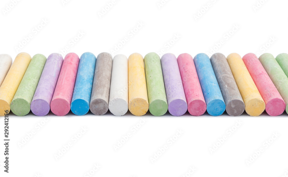 Multi colored chalk isolated on white background Stock Photo | Adobe Stock