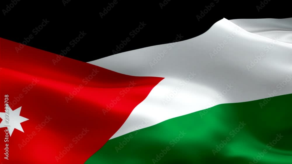 Jordania flag Closeup 1080p Full HD 1920X1080 footage video waving in ...