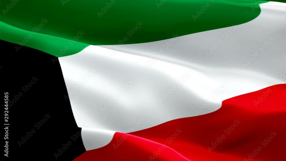 Kuwait flag Motion Loop video waving in wind. Realistic Kuwait Flag ...