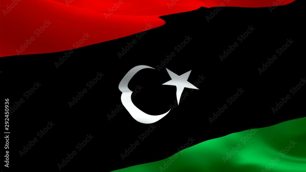 Libya flag Motion Loop video waving in wind. Realistic Libyan Flag ...