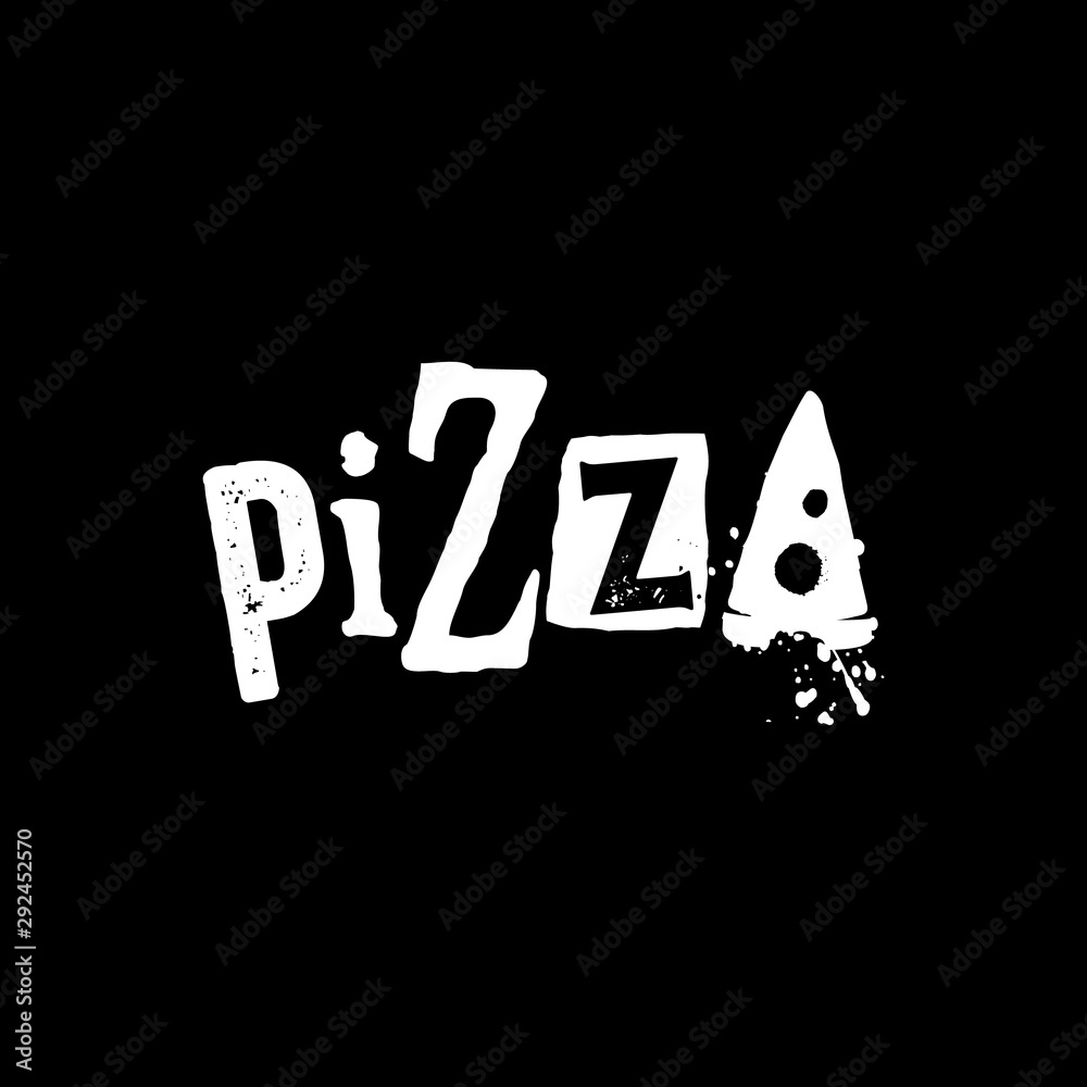 Rustic Grunge Lettering Typography of Pizza logo design Stock Vector ...