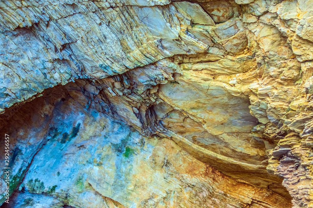 Blue caves Greece island of Zakynthos stone texture or background ...