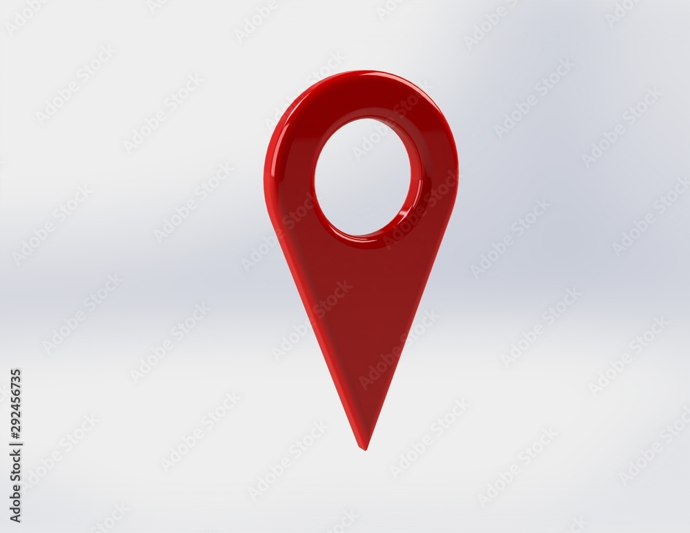 LOCATION pin glossy red arrow. The concept of tagging a sign landmark ...