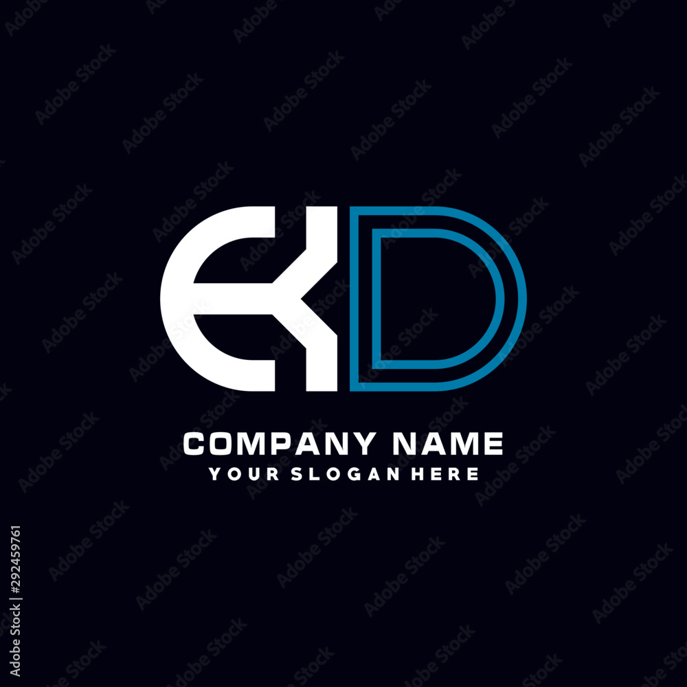 KD initial logo oval shaped letter. Monogram Logo Design Vector, color ...