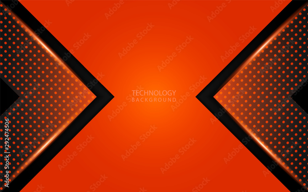 Abstract 3d metallic orange and black frame layout design tech ...