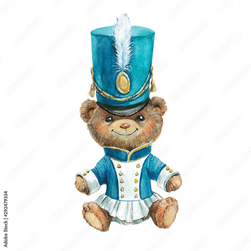 Vintage girl teddy bear in military uniform Stock Illustration | Adobe ...