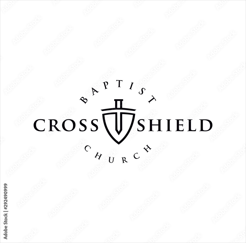 Shield Cross Logo Design Inspirations . Shield Church Logo Vintage ...