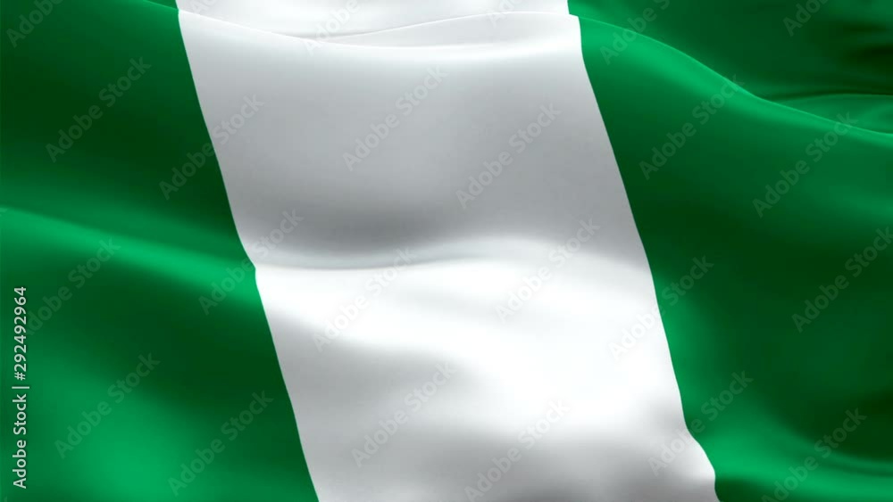 Nigerian flag Closeup 1080p Full HD 1920X1080 footage video waving in ...