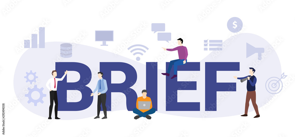 brief company team briefing concept with big word or text and team ...