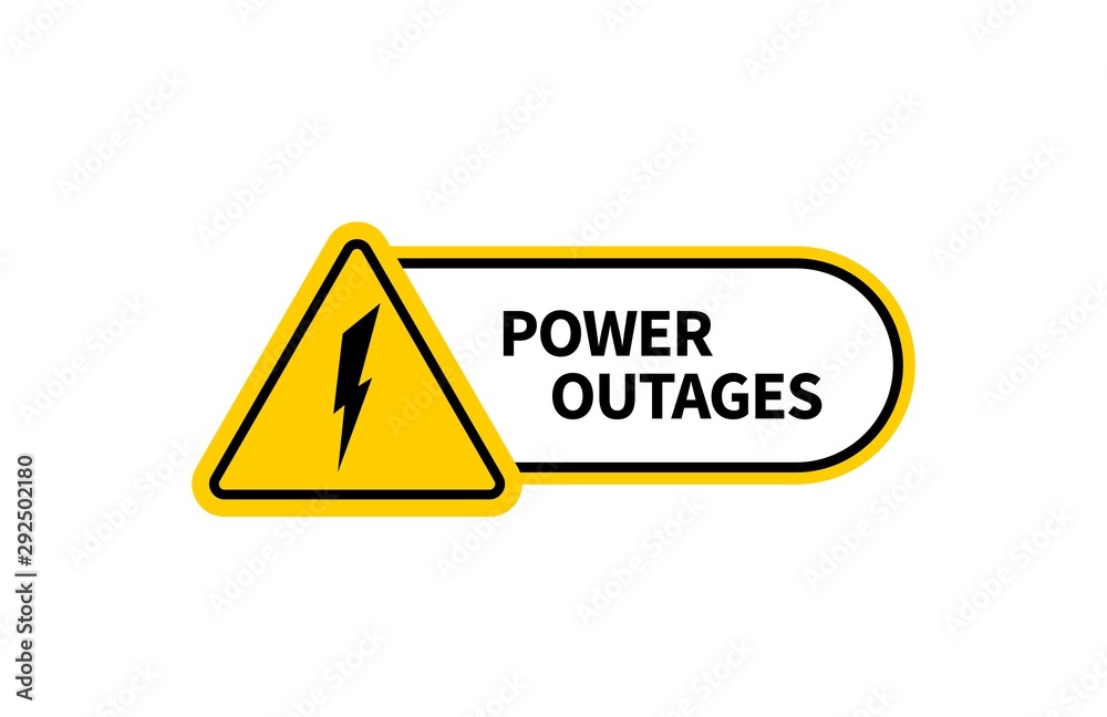 Power outage sign. Vector warning sign with lightning isolated on white ...