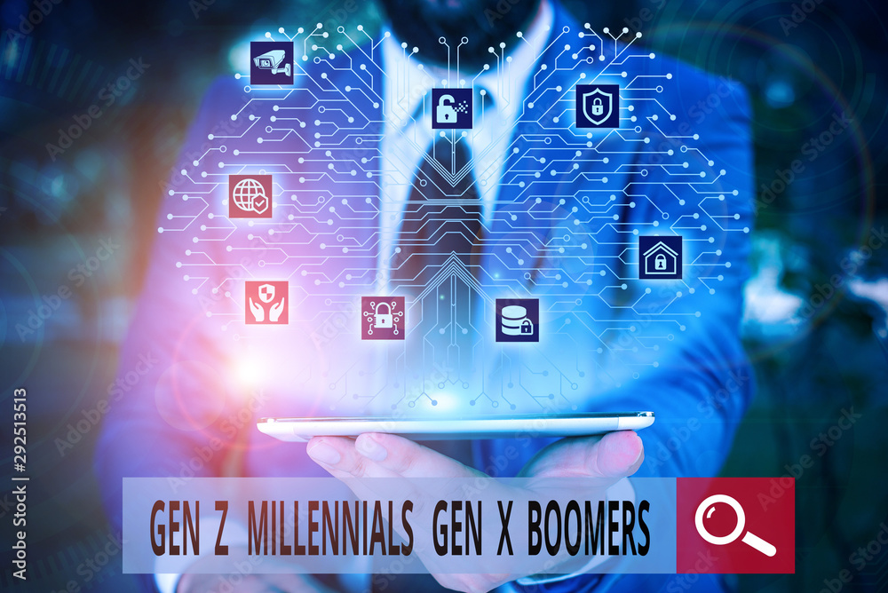 Conceptual hand writing showing Gen Z Millennials Gen X Boomers ...