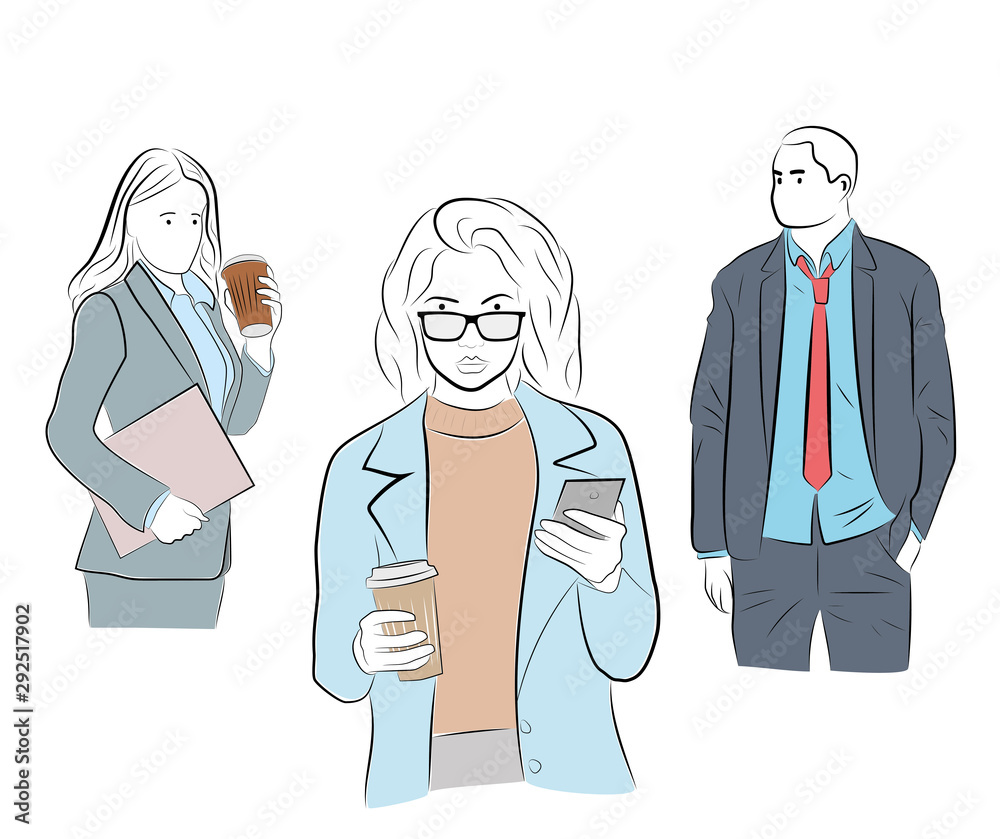 Arrogant business people. Hand drawn style vector design illustrations ...