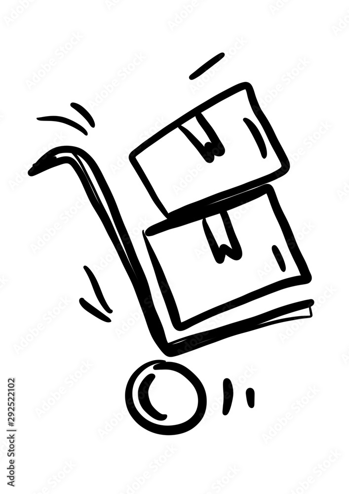 Box, package, parcel, delivery, logistics lineal icon, hand draw on ...