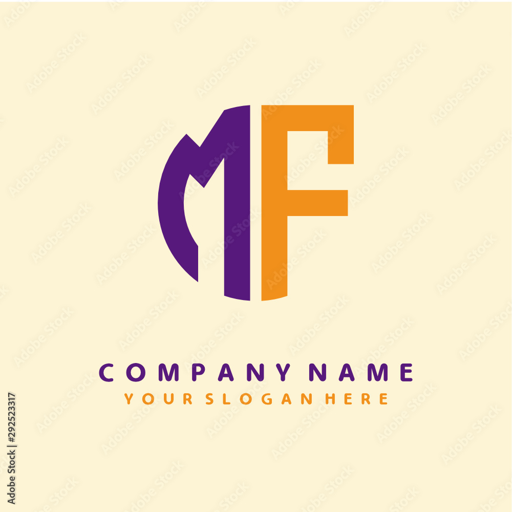 initial letter MF logo purple, orange. Monogram Vector Logo Stock ...