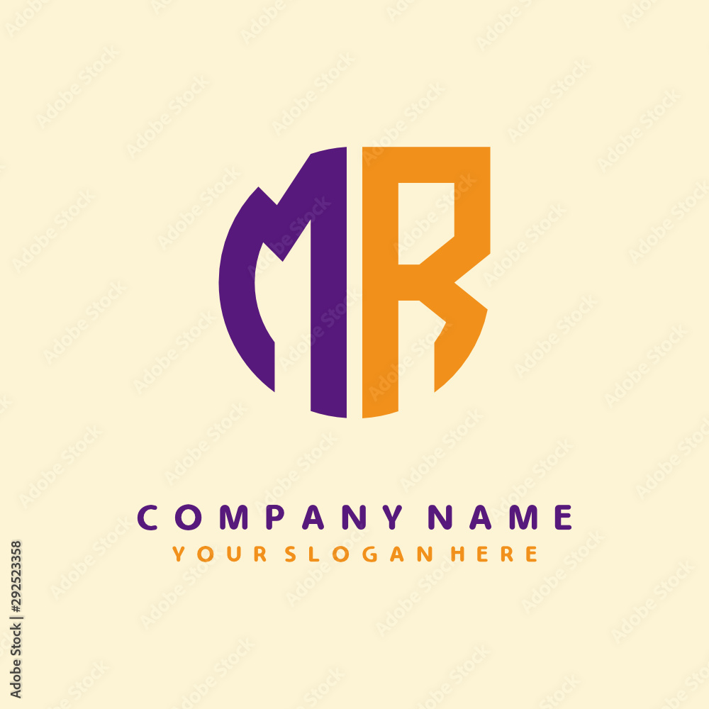 initial letter MR logo purple, orange. Monogram Vector Logo Stock ...