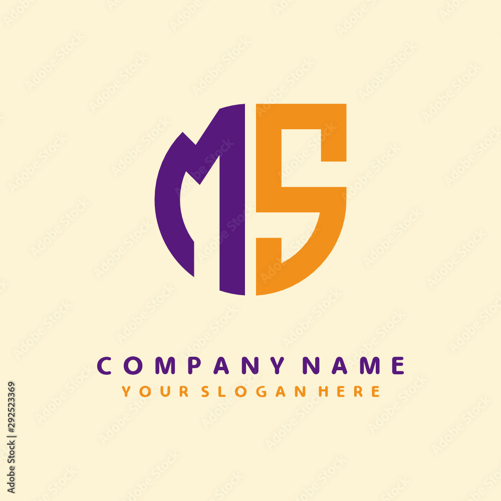 initial letter MS logo purple, orange. Monogram Vector Logo Stock ...