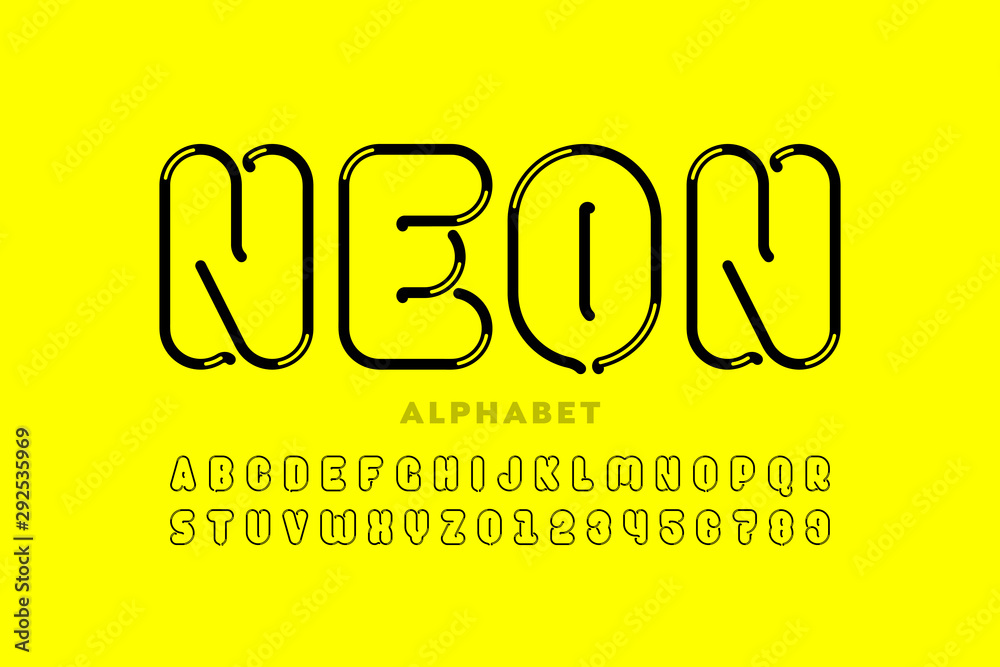 Neon style font design, alphabet letters and numbers Stock Vector ...