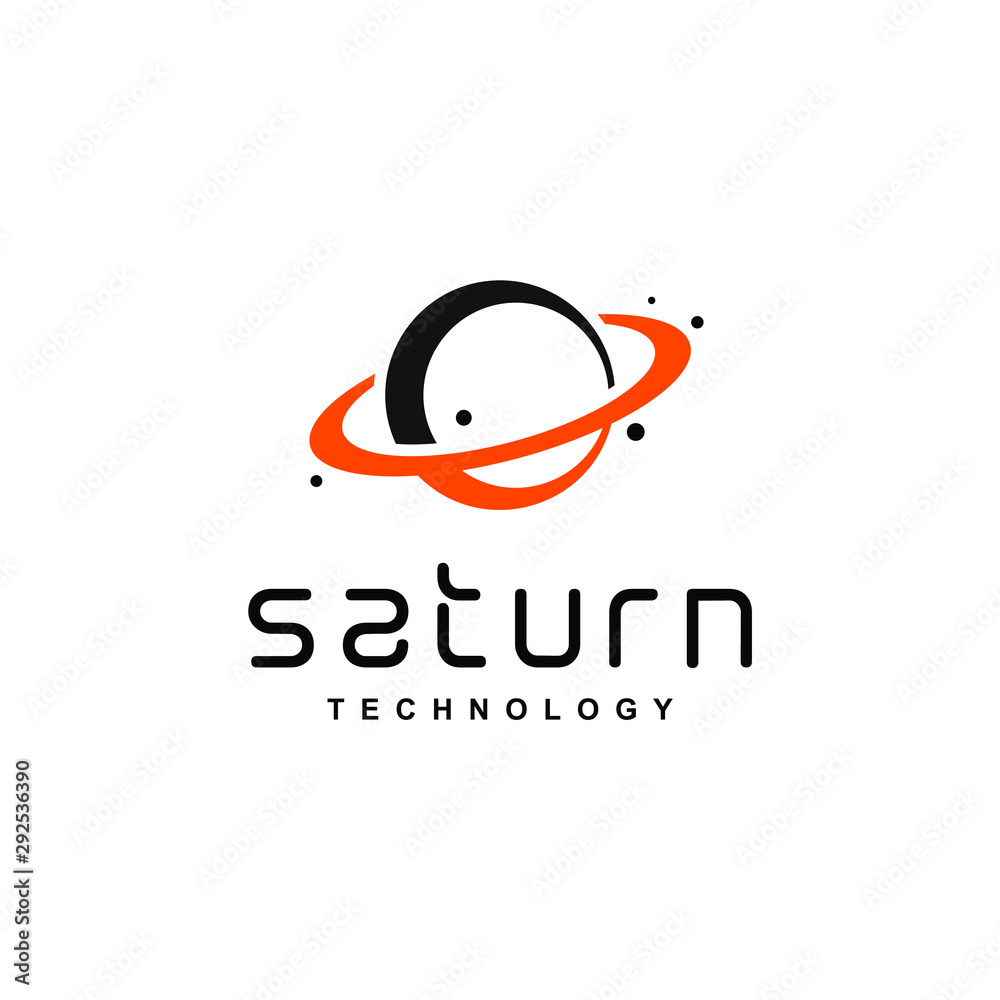 simple creative galactic planetary illustration for technology logo ...