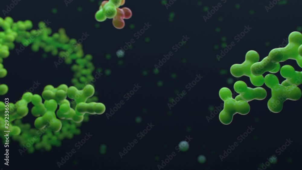 3D animation molecule structure. Scientific medical background with ...
