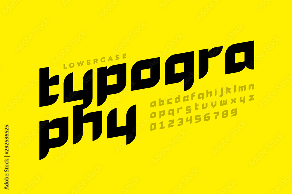 Modern style lowercase font design, alphabet letters and numbers Stock ...