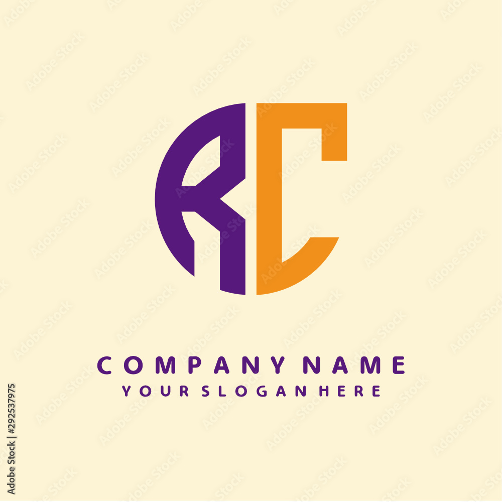 initial letter RC logo purple, orange. Monogram Vector Logo Stock ...