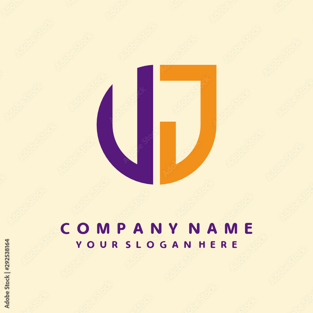 initial letter UJ, VJ logo purple, orange. Monogram Vector Logo Stock ...