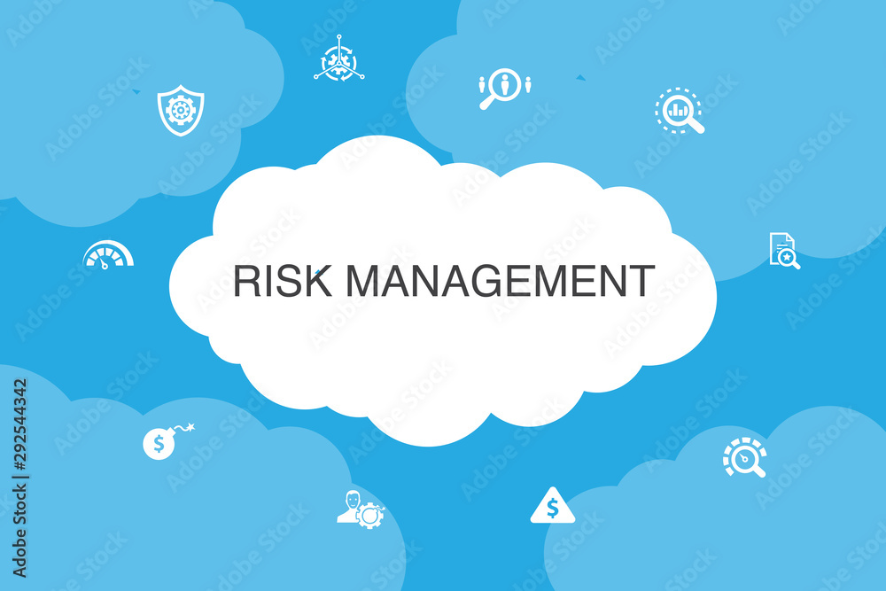 Vetor de risk management Infographic cloud design template. control ...