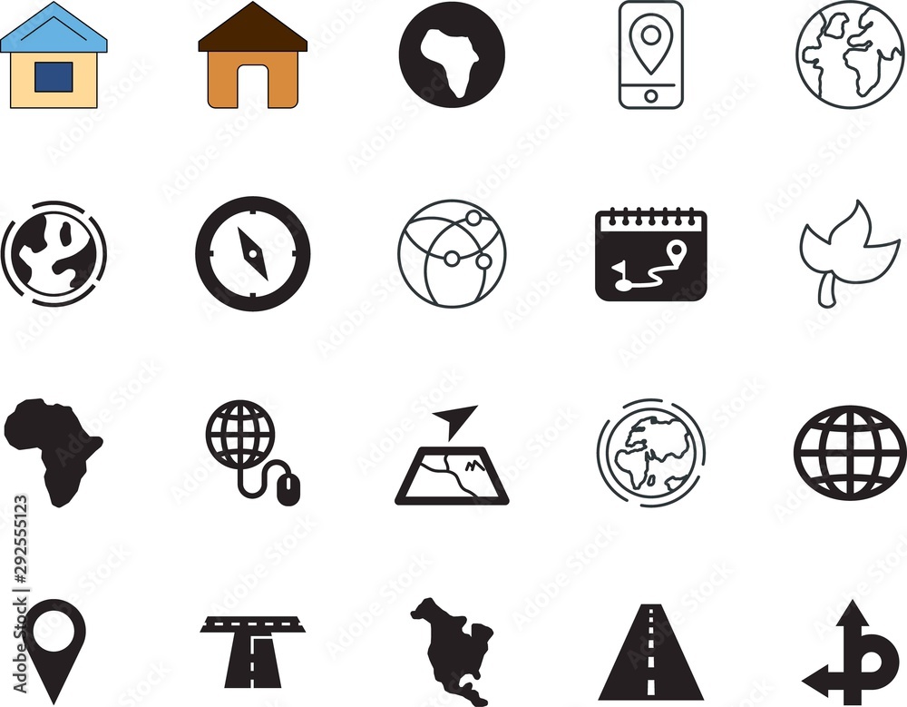 map vector icon set such as: poster, equipment, young, care, tech, road ...