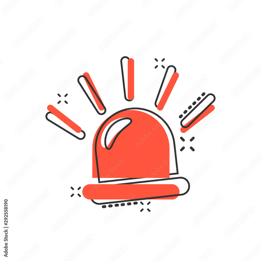 Emergency siren icon in comic style. Police alarm vector cartoon ...