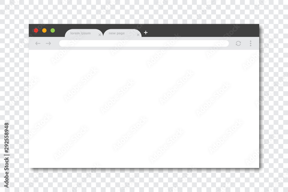 Browser window frame template with shadow on a transparent background Stock Vector | Adobe Stock