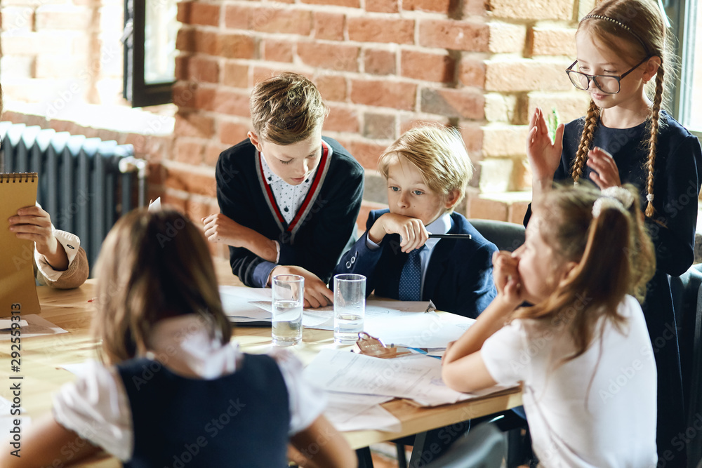 serious team thinking about the futer of business, close up photo ...