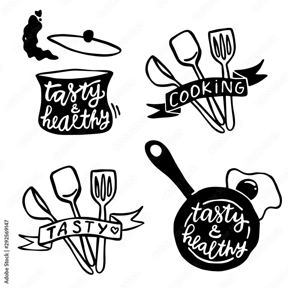 Set of retro vintage hand drawn badges, labels and logos, elements and ...