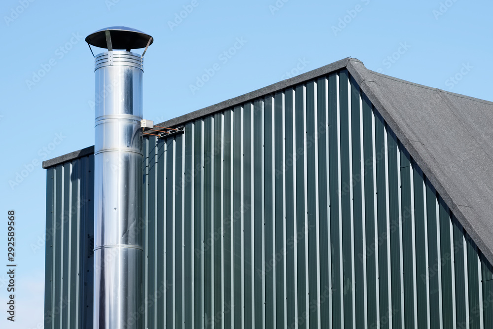 Flue chimney fixed to building exterior wall stainless steel from ...