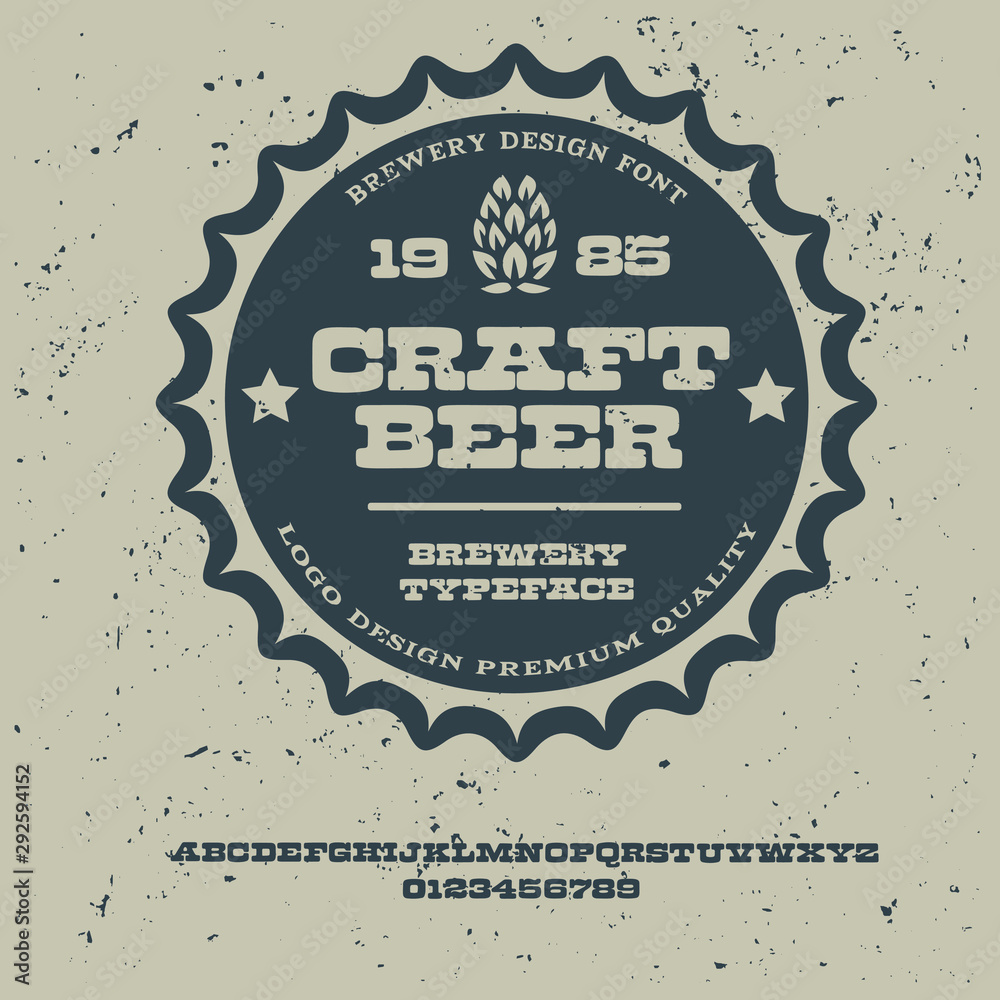 "Craft beer" typeface. Vector hand crafted font in medieval style with ...