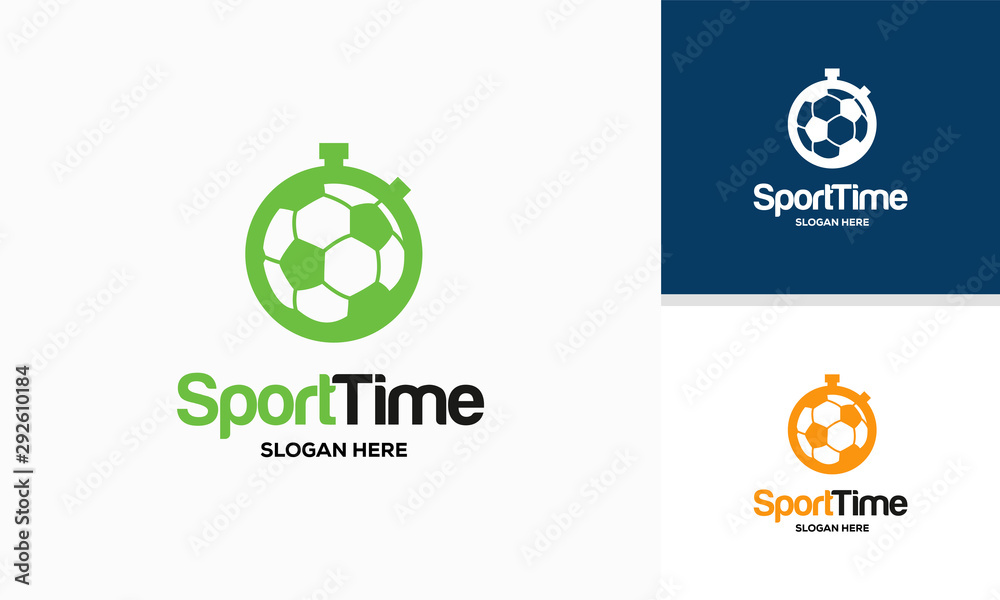 Sport Time logo designs concept vector, Ball and Stopwatch logo designs ...