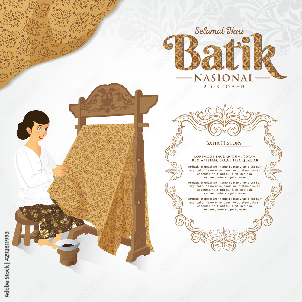 Indonesian Holiday Batik Day Illustration.Translation: October 02 ...