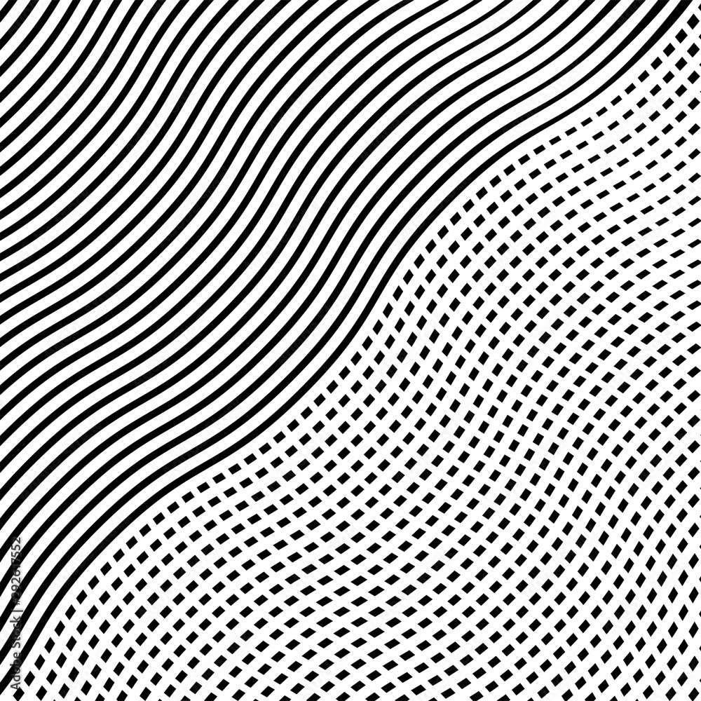 Abstract monochrome, black and white moire, interlace, jumbled ...
