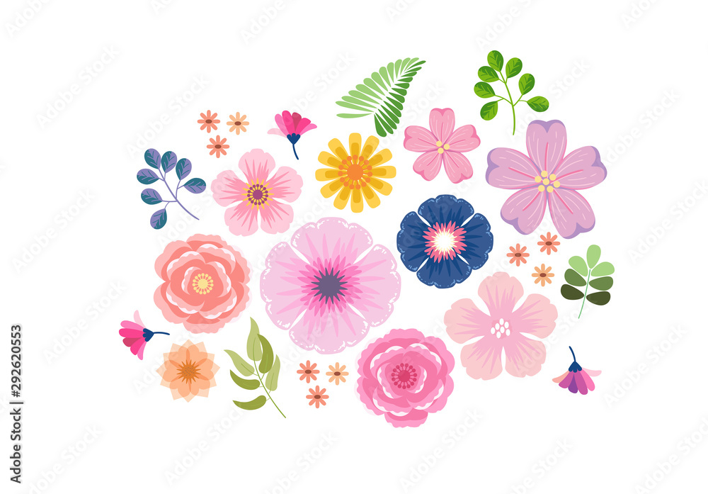 colorful floral flower blooming vector Stock Vector | Adobe Stock