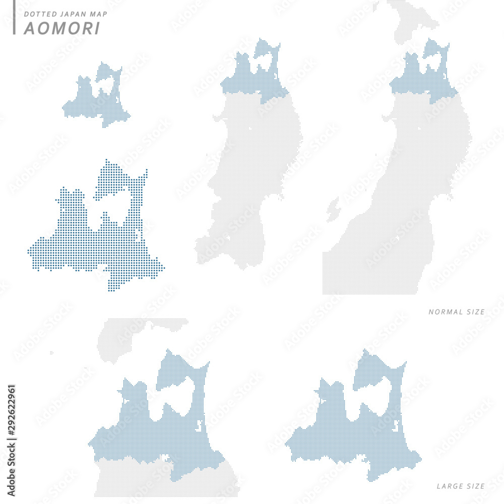 dotted Japan map, Aomori Stock Vector | Adobe Stock