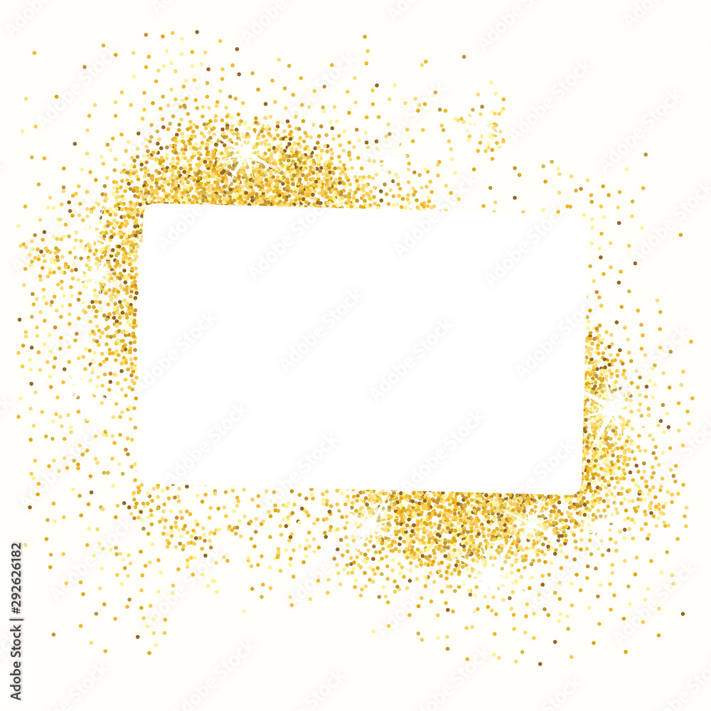 Gold frame. Golden sand around the business card for your text ...