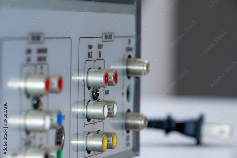RCA connectors on the back of a VHS player Stock Photo | Adobe Stock