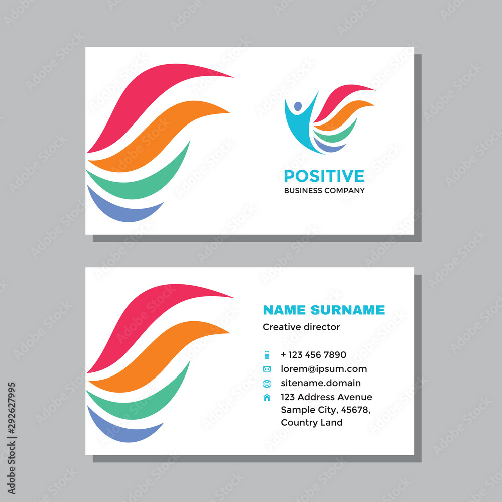 Business visit card template with logo - concept design. Positive ...