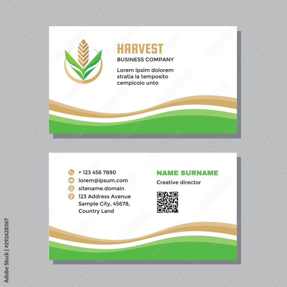 Business visit card template with logo - concept design. Nature leaves ...