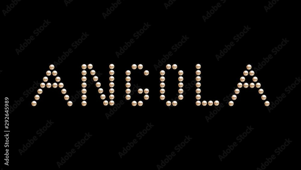 Stockvideon Angola Country name Text sign title Loop animation bulbs ...
